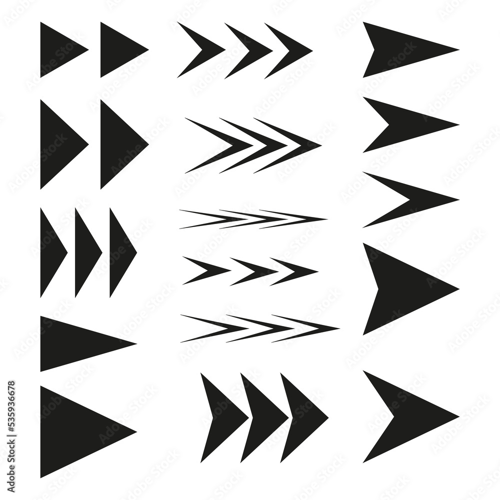 Wide arrows icons in cartoon style. Infographic element. Vector ...