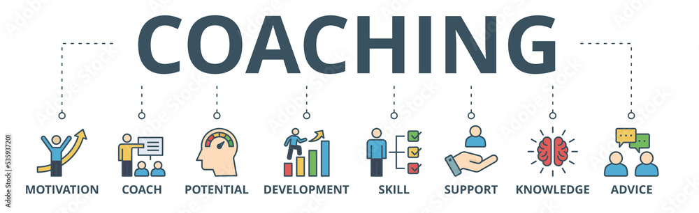 Coaching banner web icon vector illustration concept with icon of ...