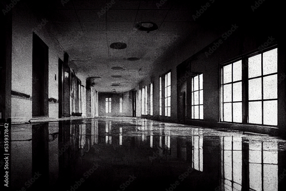 Spooky haunted hospital, illustration of a creepy room Stock ...