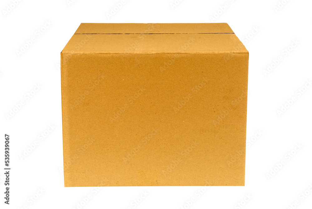 Plain brown cardboard box photo transparent background isolated front ...
