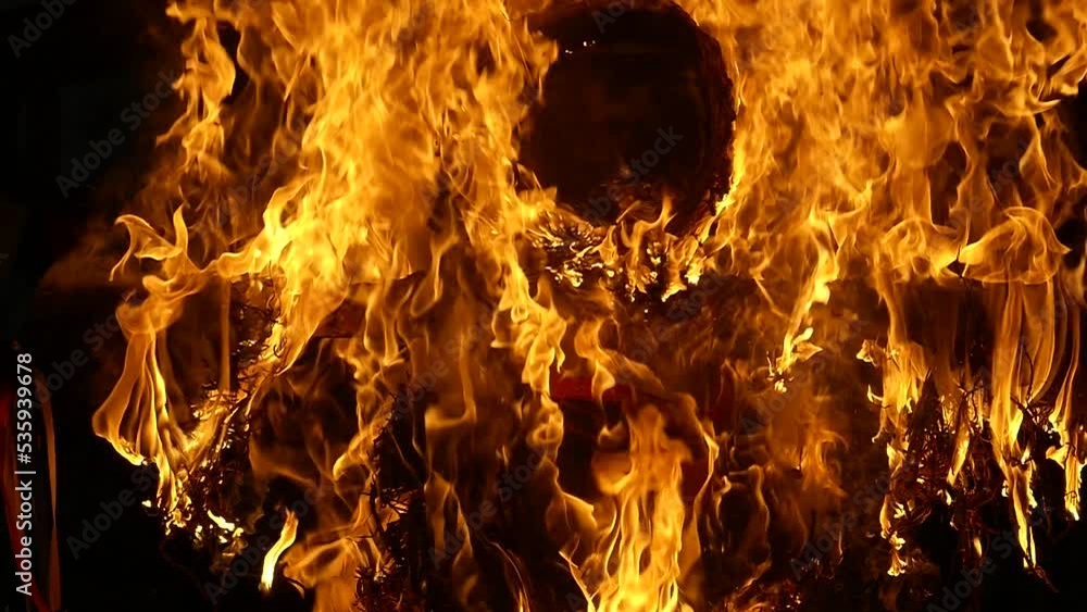 Burning a Straw Effigy of Carnival in a Fiery Flame. Burning Scarecrow ...