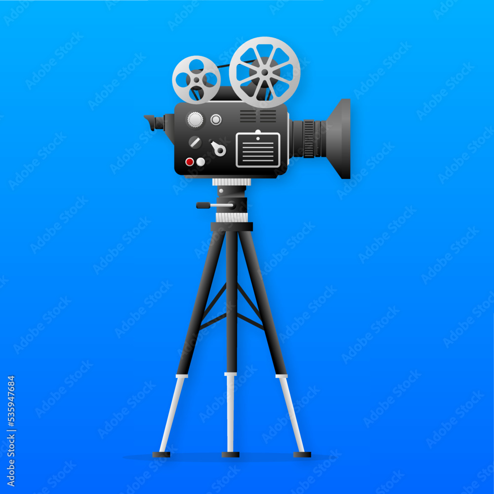 Movie time poster. Cinema motion picture. Retro movie projector poster ...