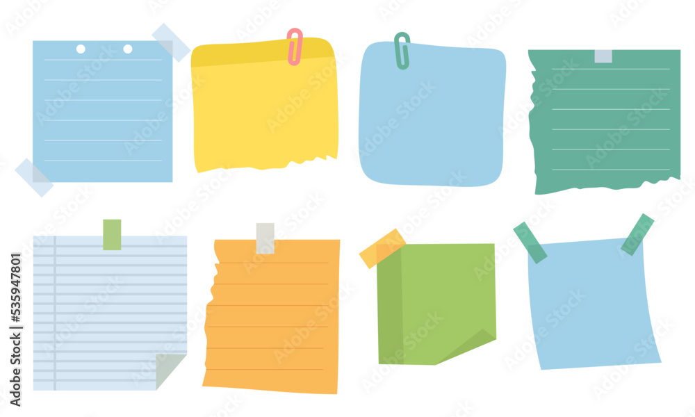 Collection of sticky note illustrations vector Stock Vector | Adobe Stock