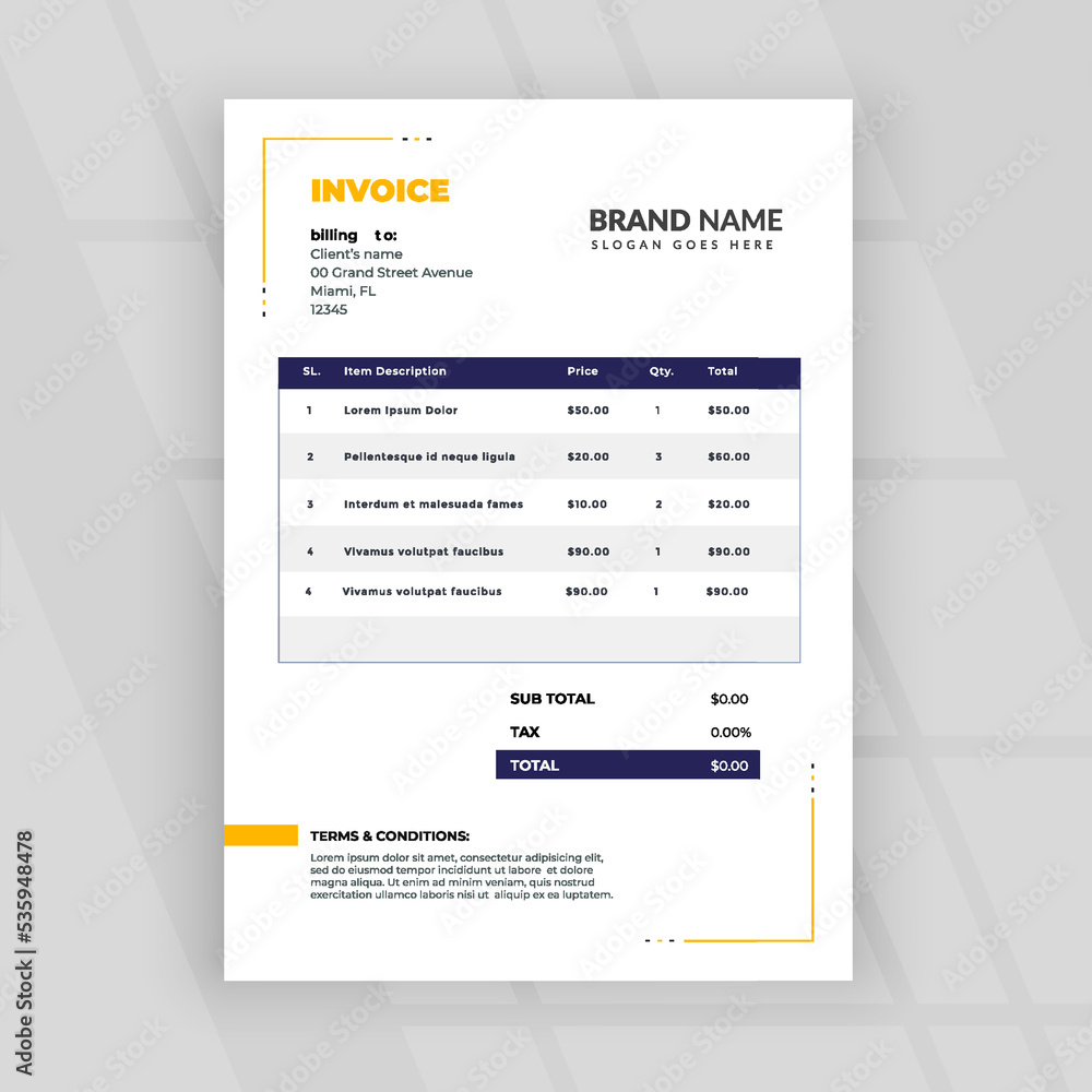Invoice minimal design template. Bill form business invoice accounting ...