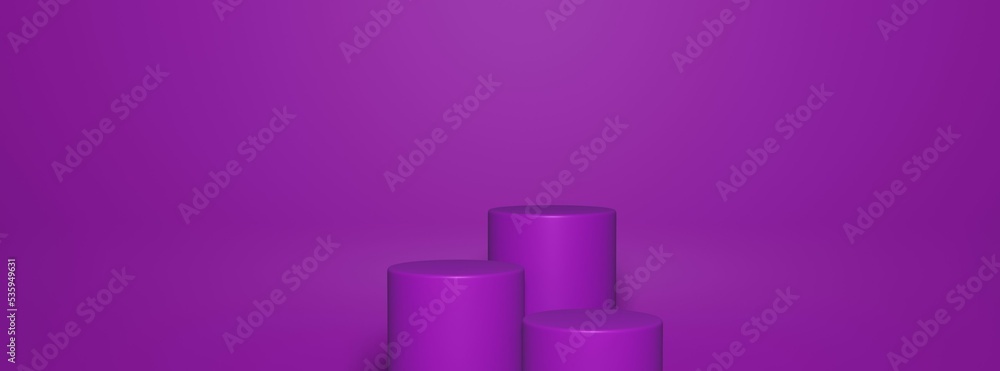 Pedestal of platform display with modern stand podium on purple room ...