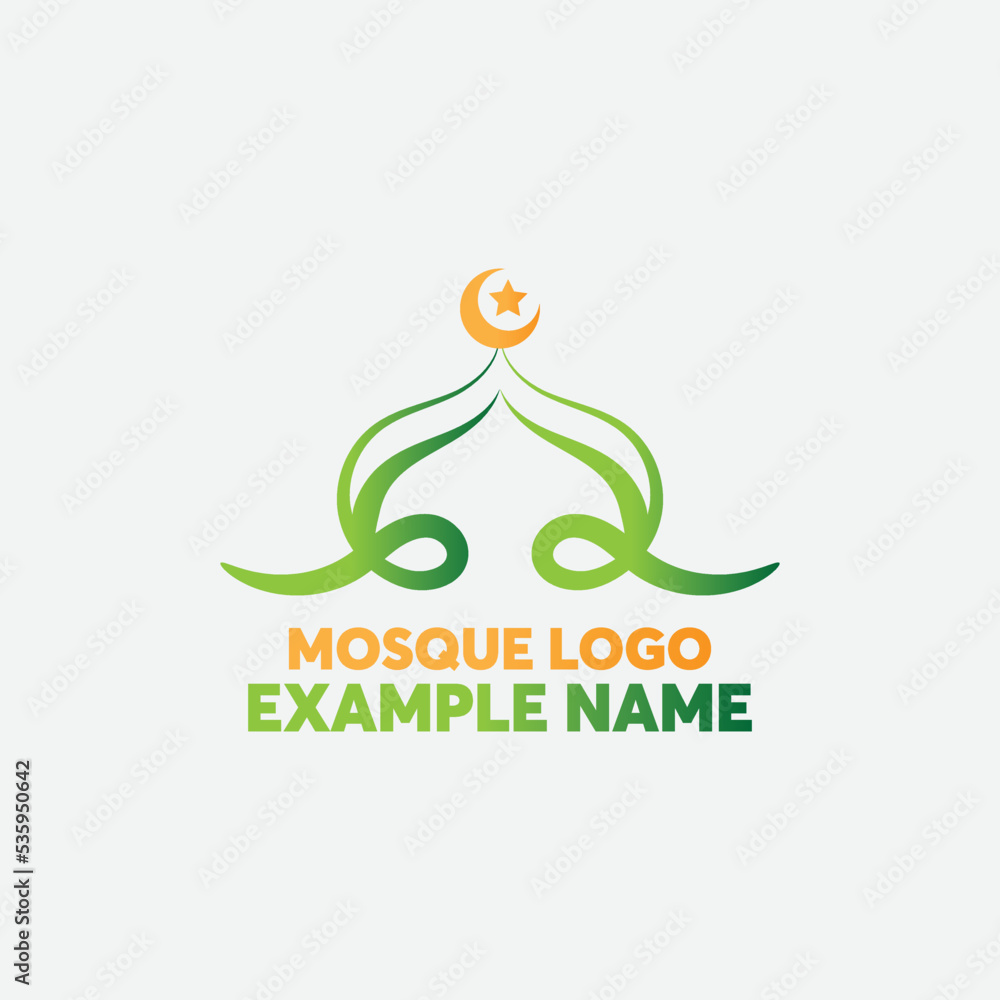 Islamic logo template, Ribbon islamic dome palace logo design template ...