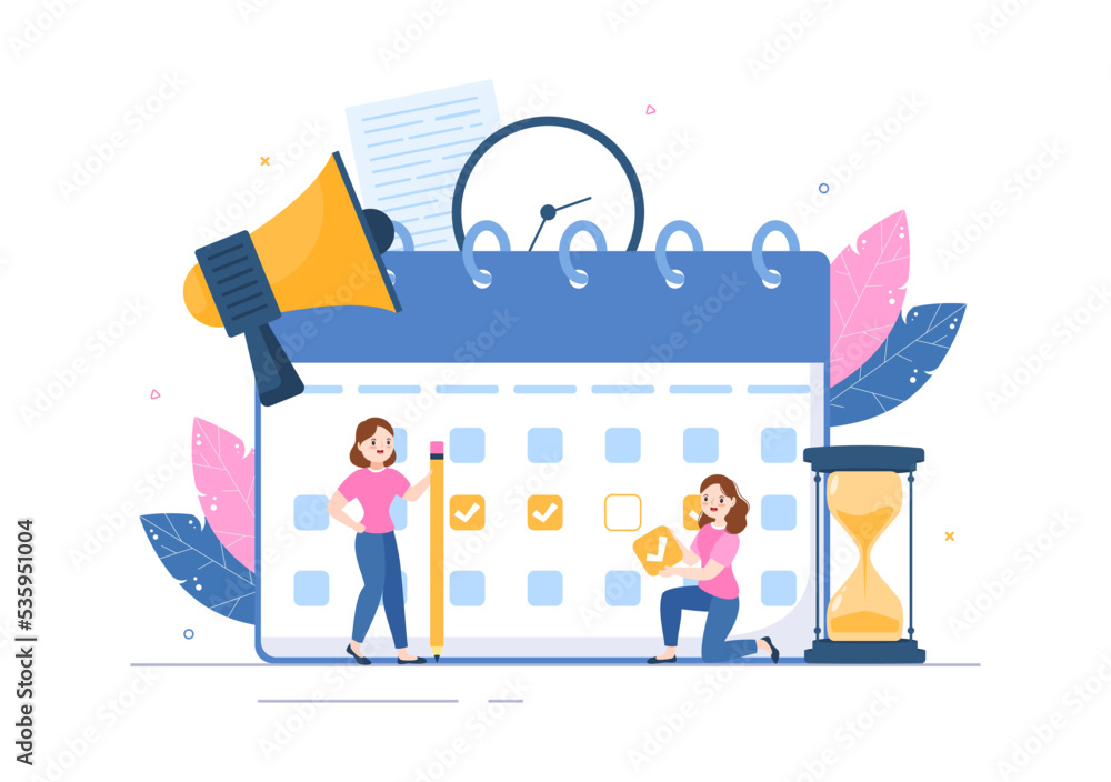 Vecteur Stock Event Planner Template Hand Drawn Cartoon Flat ...