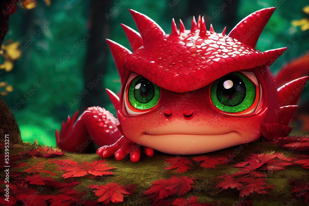 3D rendered computer generated image of an adorable kawaii baby dragon ...