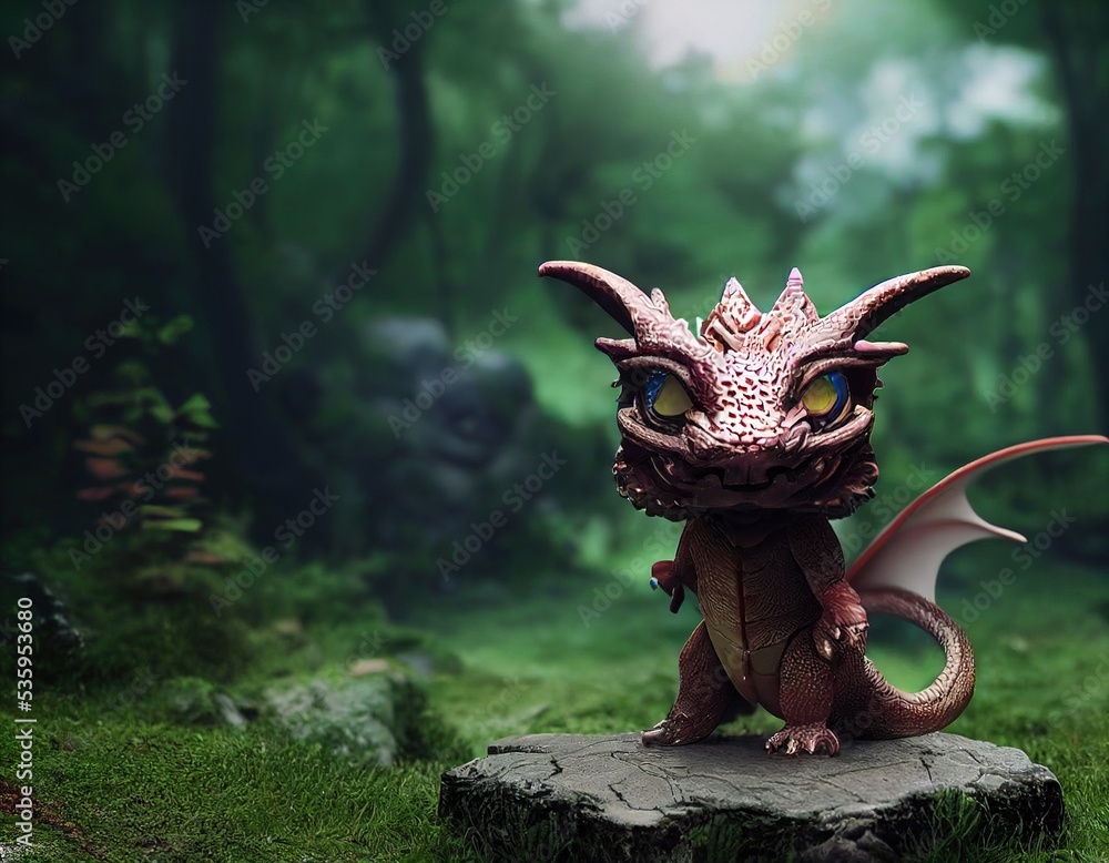 3D rendered computer generated image of an adorable kawaii baby dragon ...