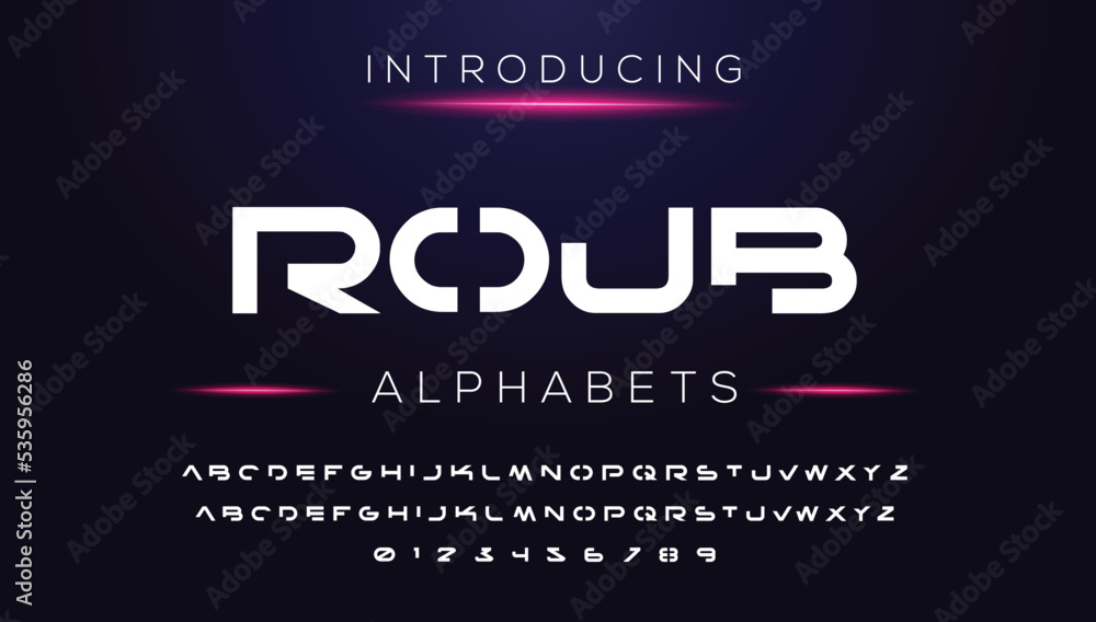 ROUB Sports minimal tech font letter set. Luxury vector typeface for ...