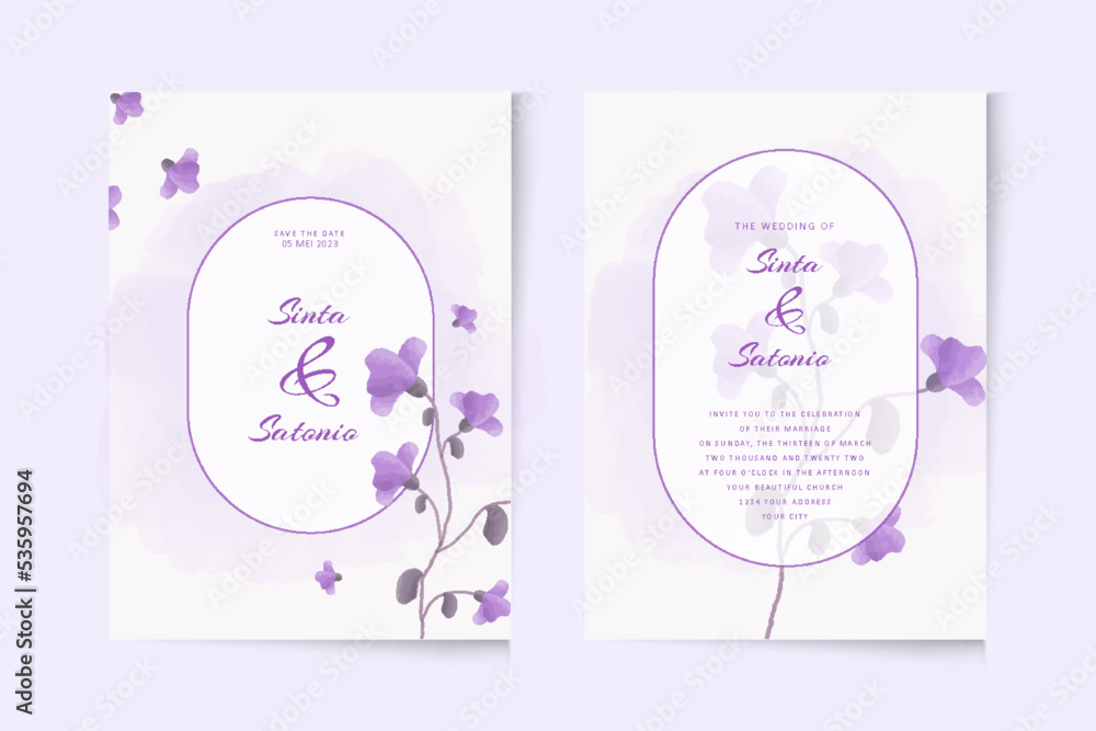Simple Purple Wedding Invitation