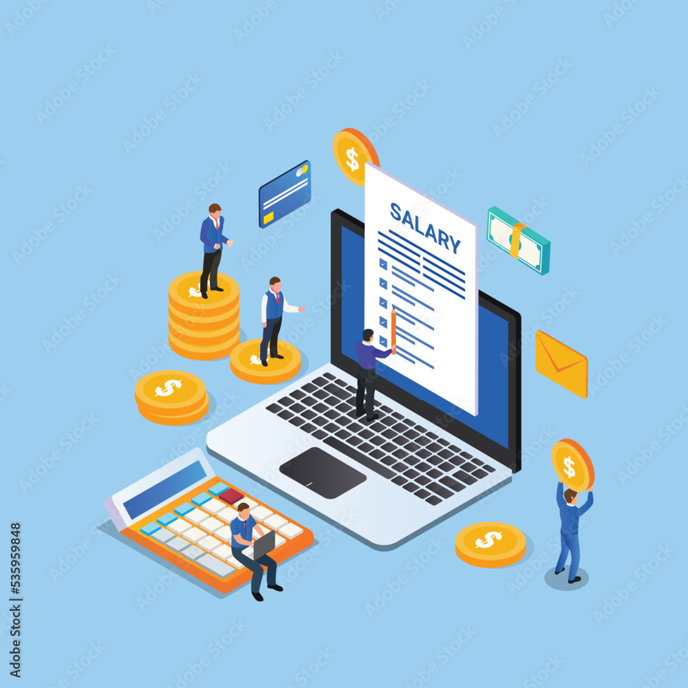 Salary and payroll concept 3d isometric vector illustration concept for ...