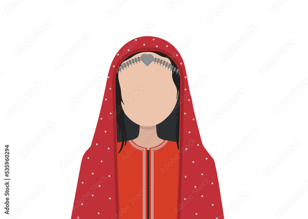 Arabic girl from Oman wearing Traditional Omani dress Stock Vector ...