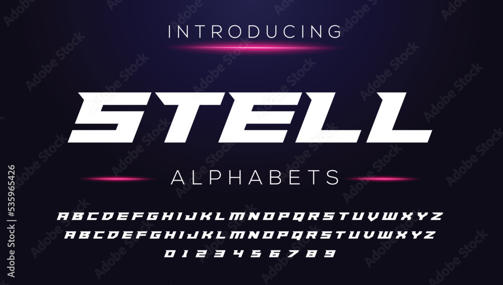STELL Sports minimal tech font letter set. Luxury vector typeface for ...