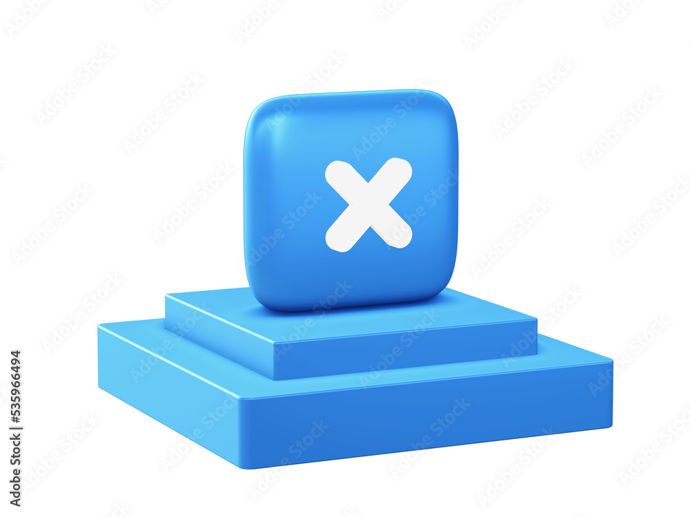 3d illustration icon of Close Exit with podium for UI UX web mobile ...
