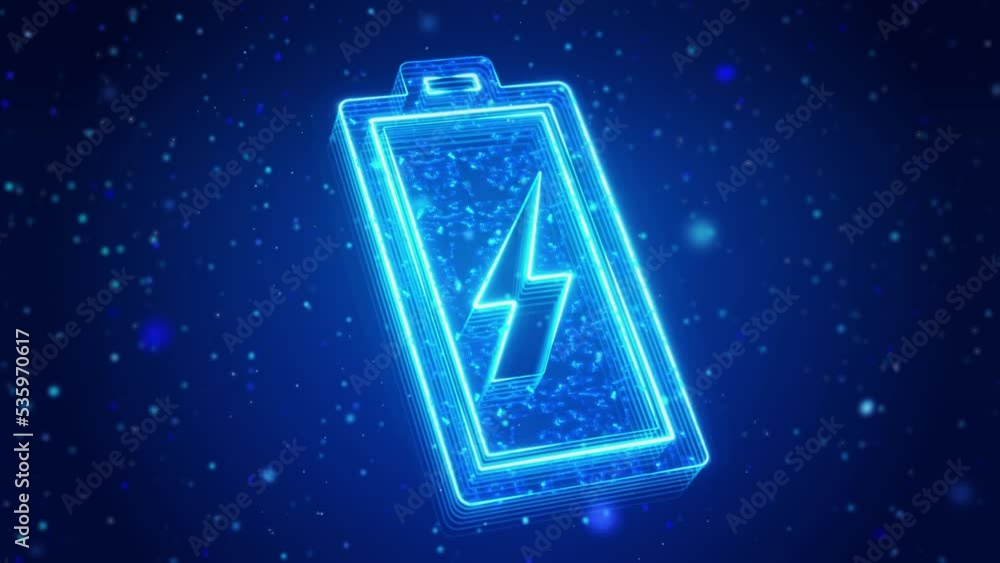 Stockvideo Battery Digital Technology Virtual Screen HUD Hologram Hi ...