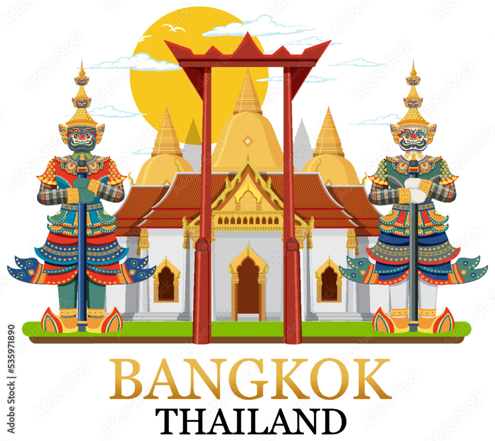 Bangkok Thailand Landmarks Logo Banner Stock Vector | Adobe Stock