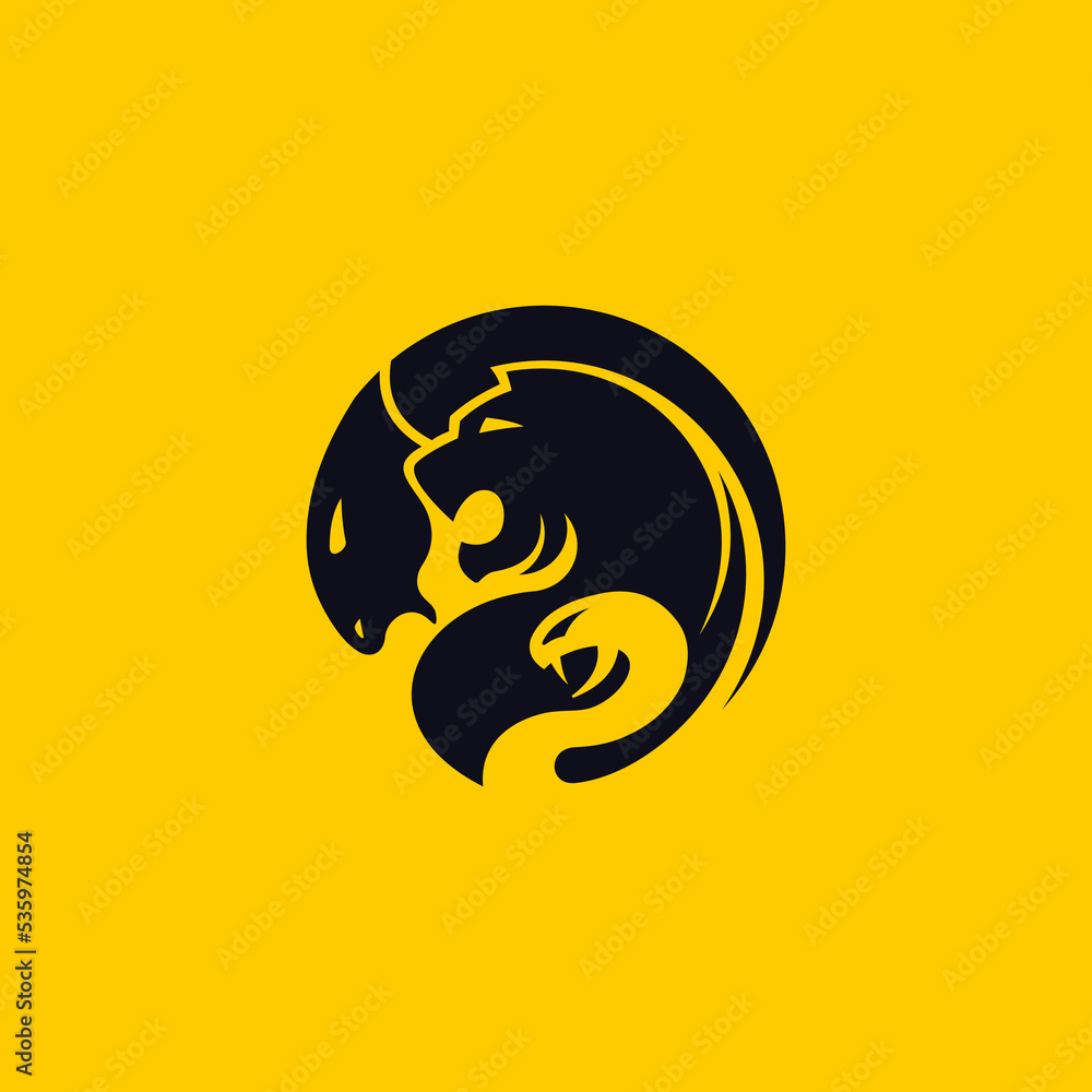 Poster chimera goat lion snake logo vector graphic design – Wall Art | UkPosters