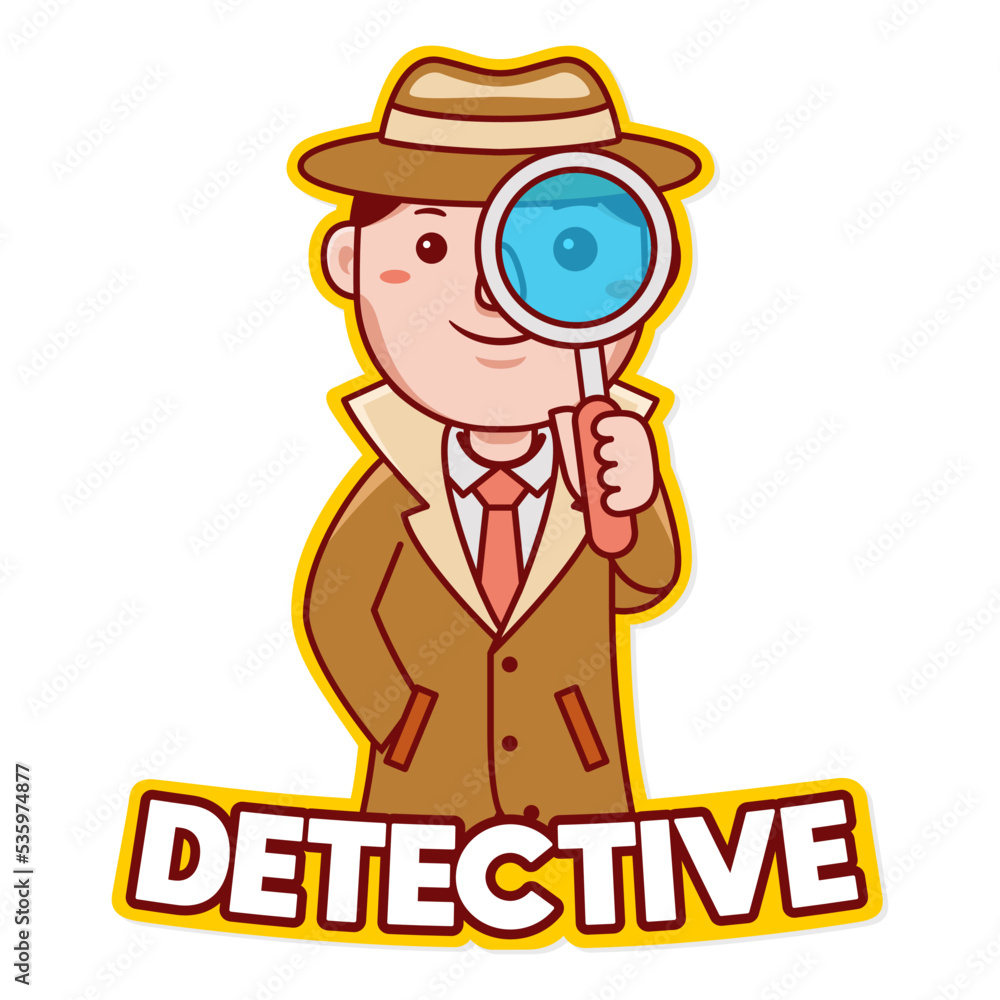 Detective profession vector mascot logo template Stock Vector | Adobe Stock