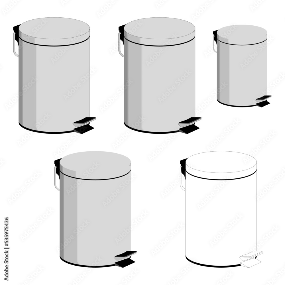 Vector trash can bin container metal urn with pedal on white background ...