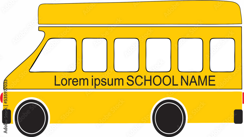 Vector Illustration of yellow school school bus. Space to add school ...