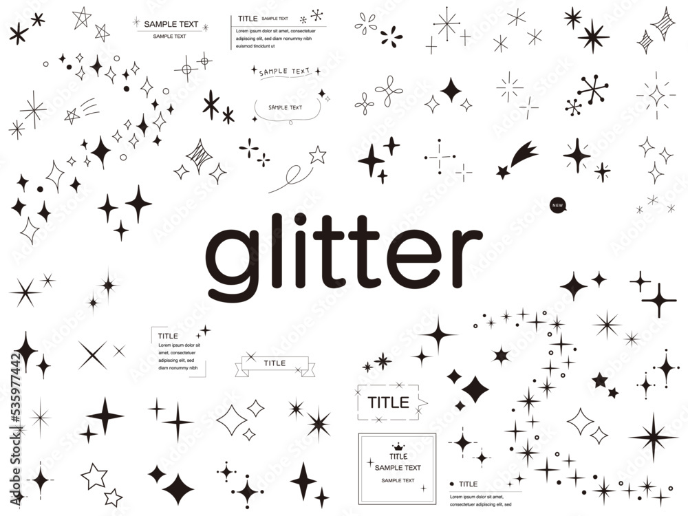 Star sparkle and twinkle, star burst and flash black silhouettes ...