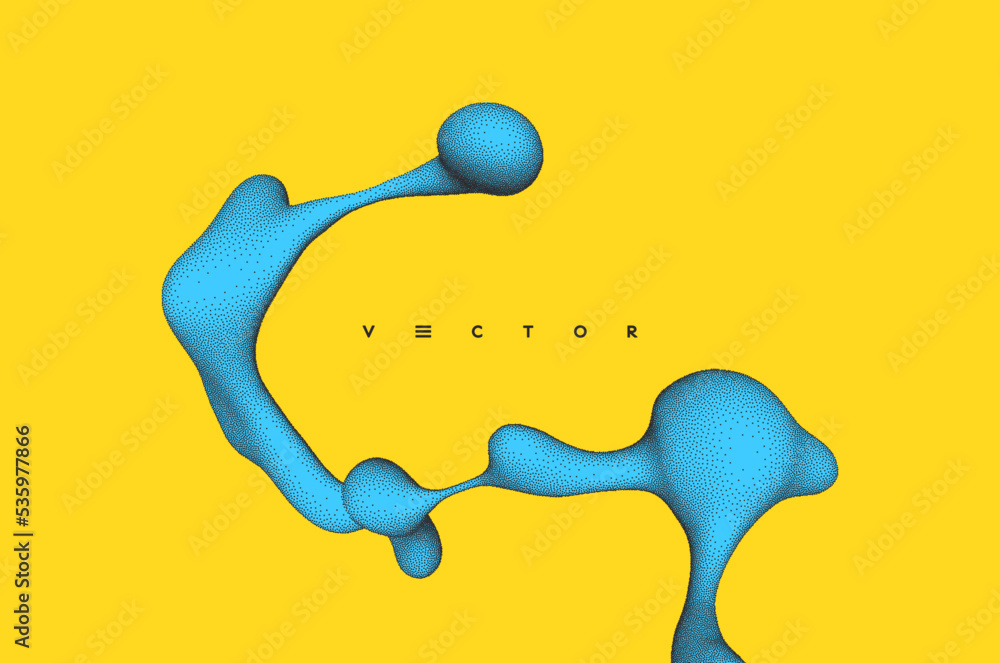 Abstract background with flowing liquid shape. 3D fluid graphic element ...