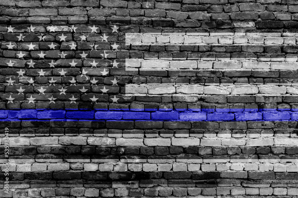 Thin blue line police flag american flag Stock Photo | Adobe Stock
