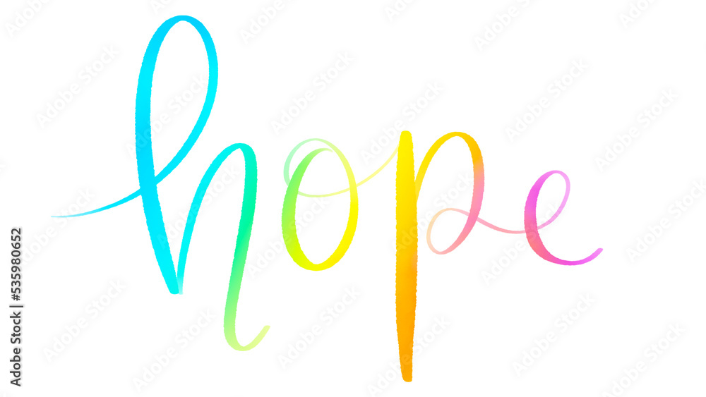 HOPE colorful brush lettering banner on transparent background Stock ...