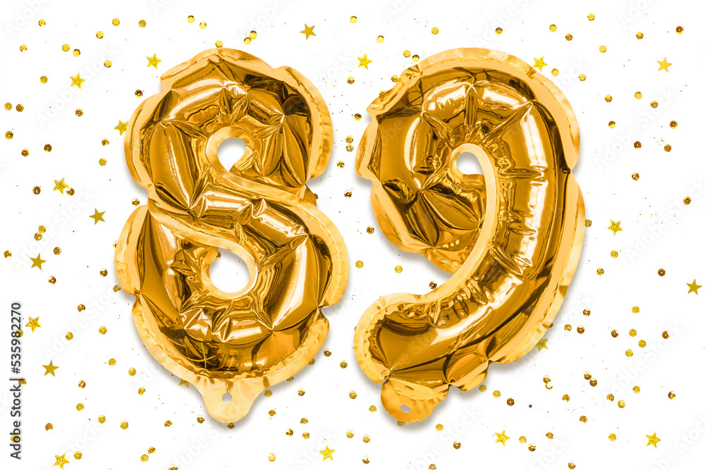 The number of the balloon made of golden foil, the number eighty-nine ...