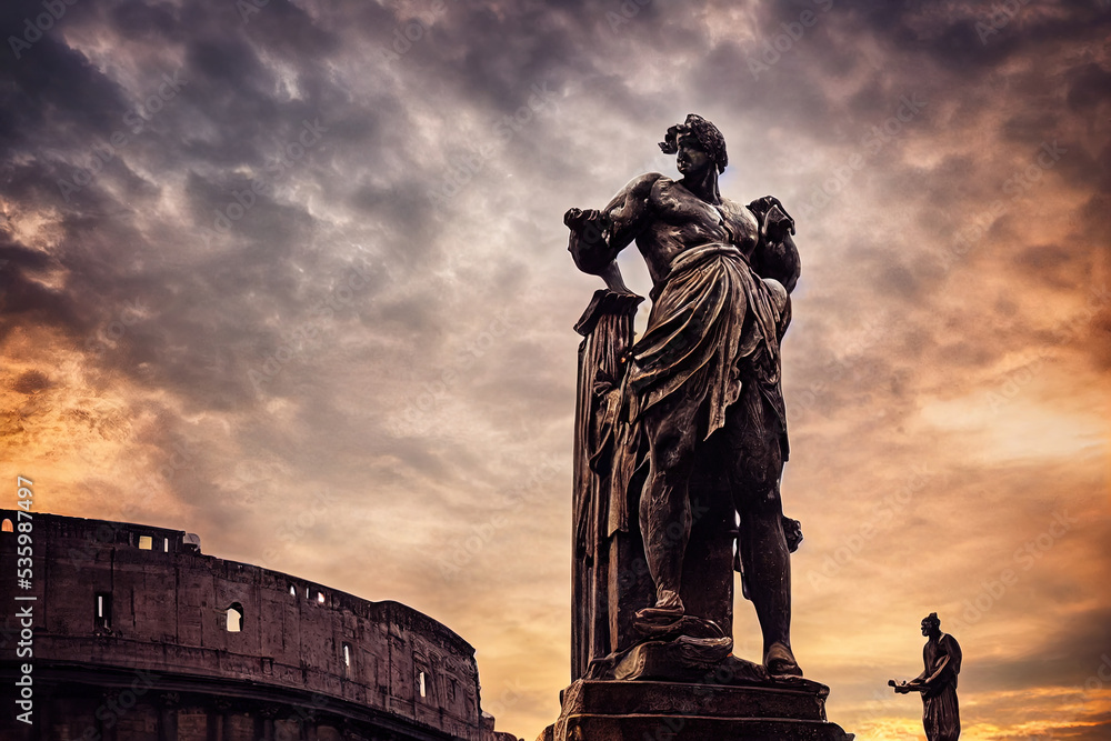 ภาพประกอบสต็อก Fantasy concept art featuring Colossus of Nero in ...