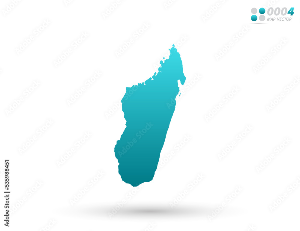 Vector blue gradient of Madagascar map on white background. Organized ...
