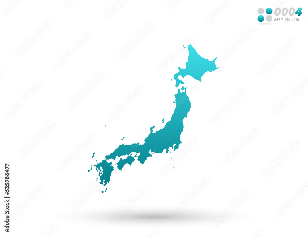 Vector blue gradient of Japan map on white background. Organized in ...