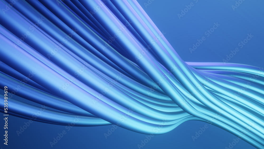 Intertwined 3D abstract render illustration or colourful shiny metal ...