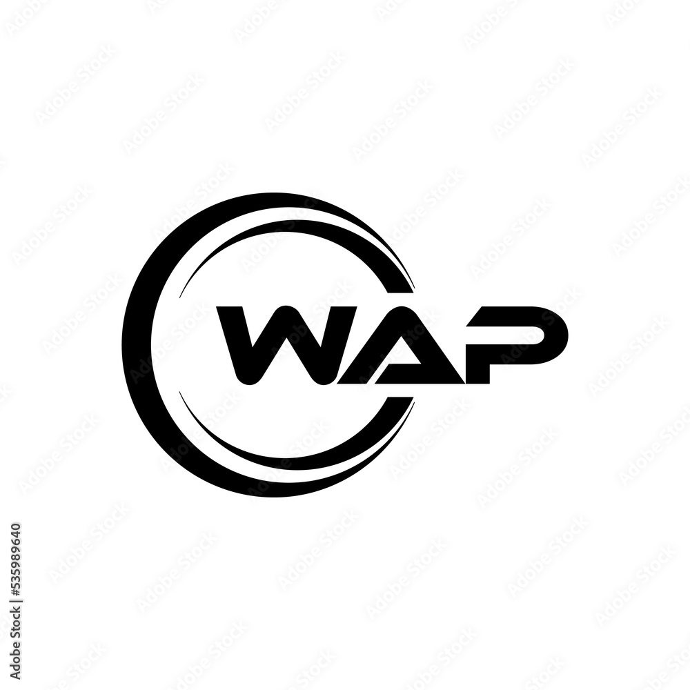 WAP letter logo design with white background in illustrator, cube logo, vector logo, modern ...