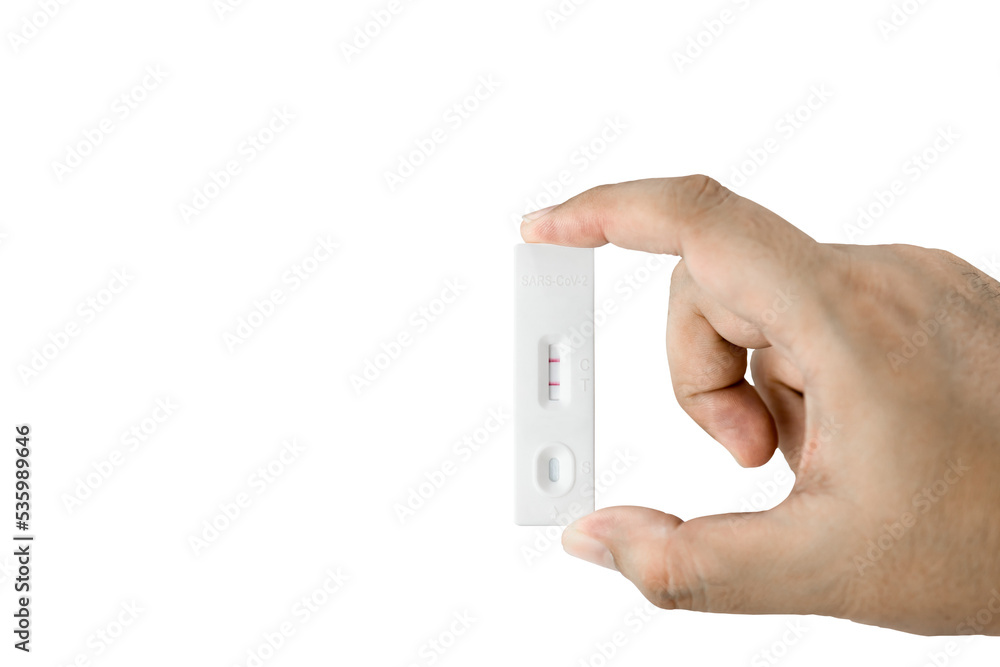 Own hand showing Covid-19 positive test result with SARS CoV-2 Rapid ...