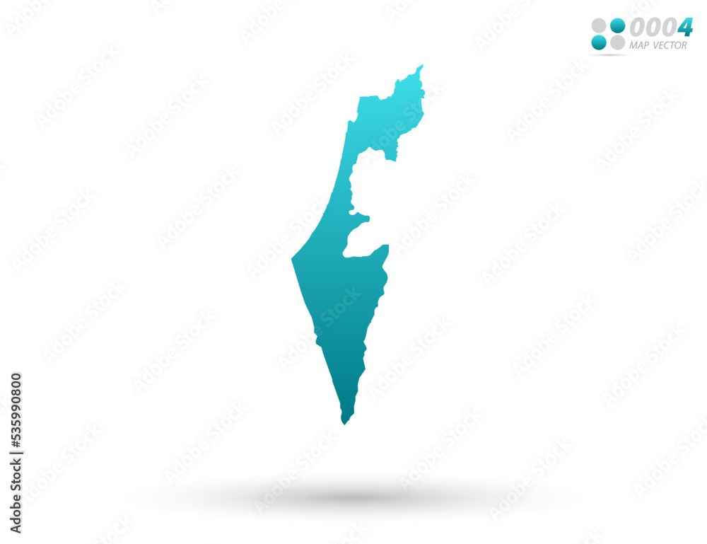 Vector blue gradient of Israel map on white background. Organized in ...