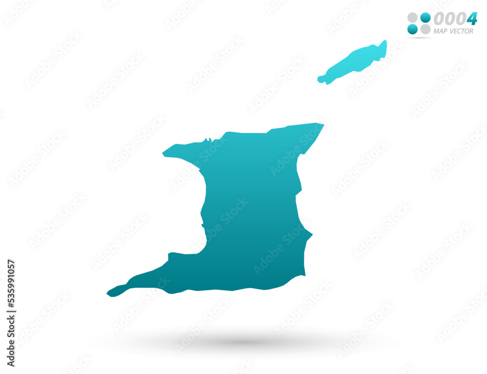 Vector blue gradient of Trinidad and Tobago map on white background ...