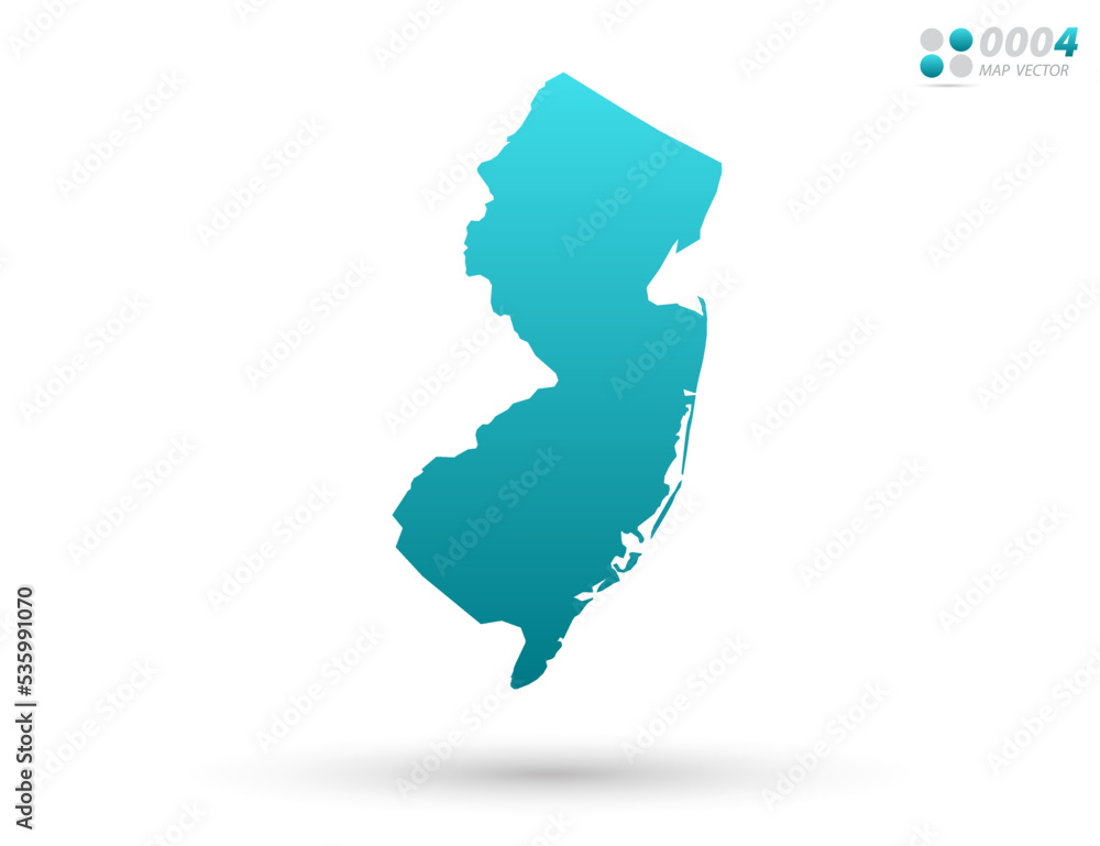 Vector blue gradient of New Jersey map on white background. Organized ...