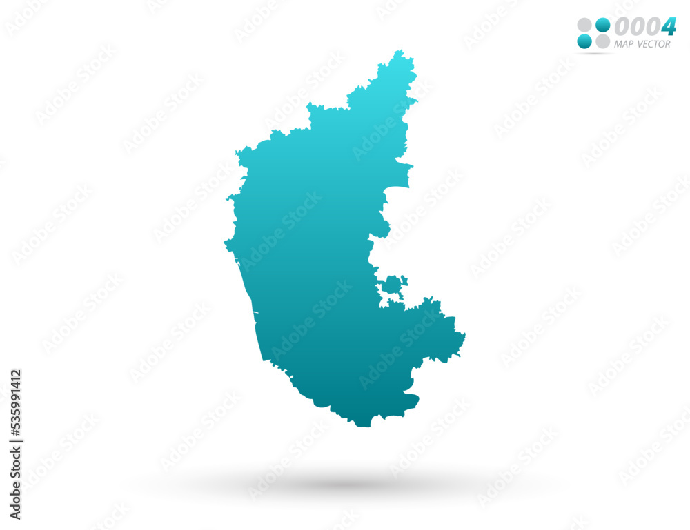 Vector blue gradient of Karnataka map on white background. Organized in ...