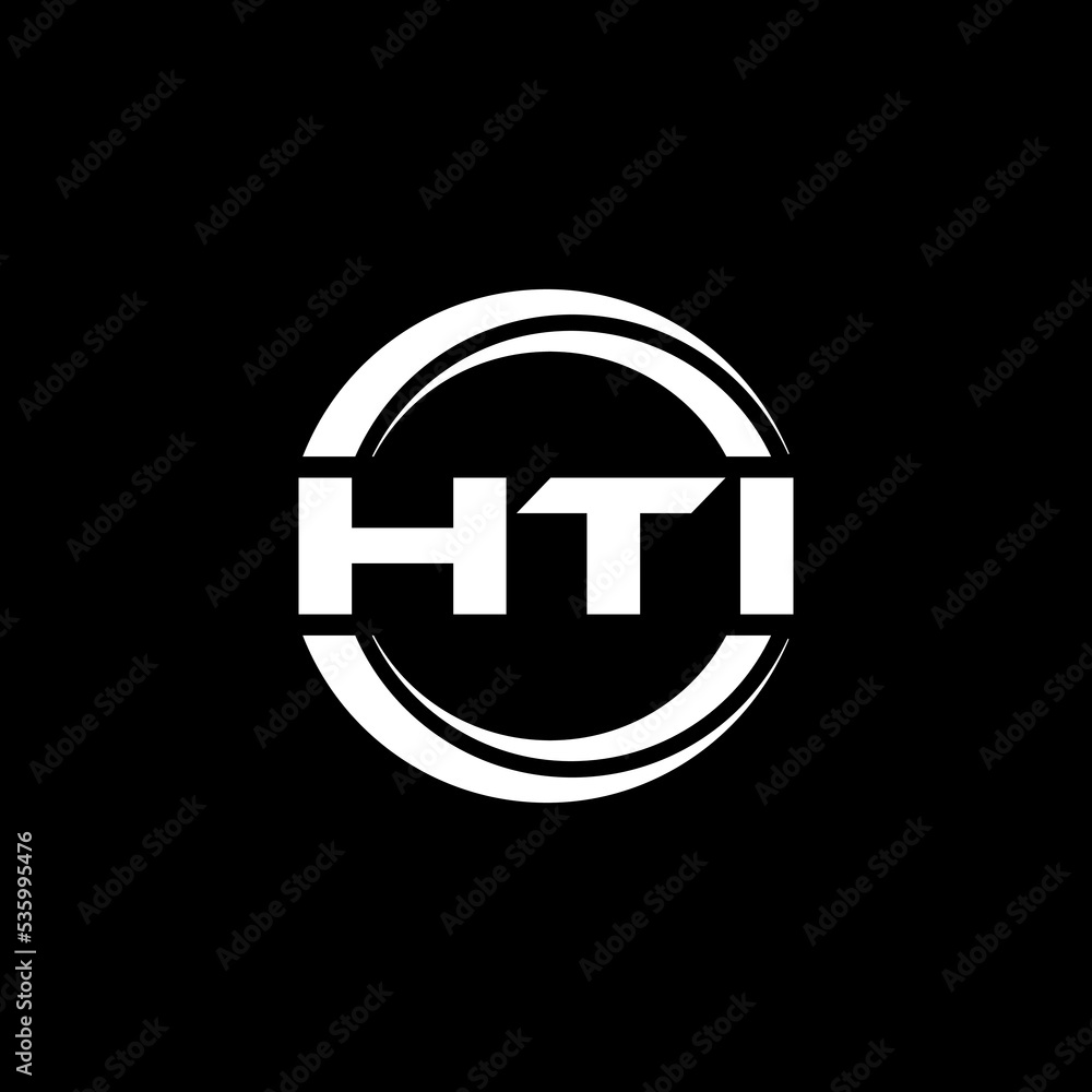 HTI letter logo design with black background in illustrator, vector ...