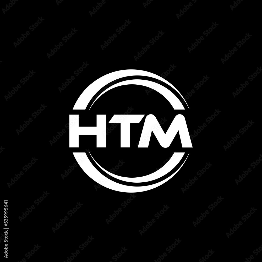 HTM letter logo design with black background in illustrator, vector ...