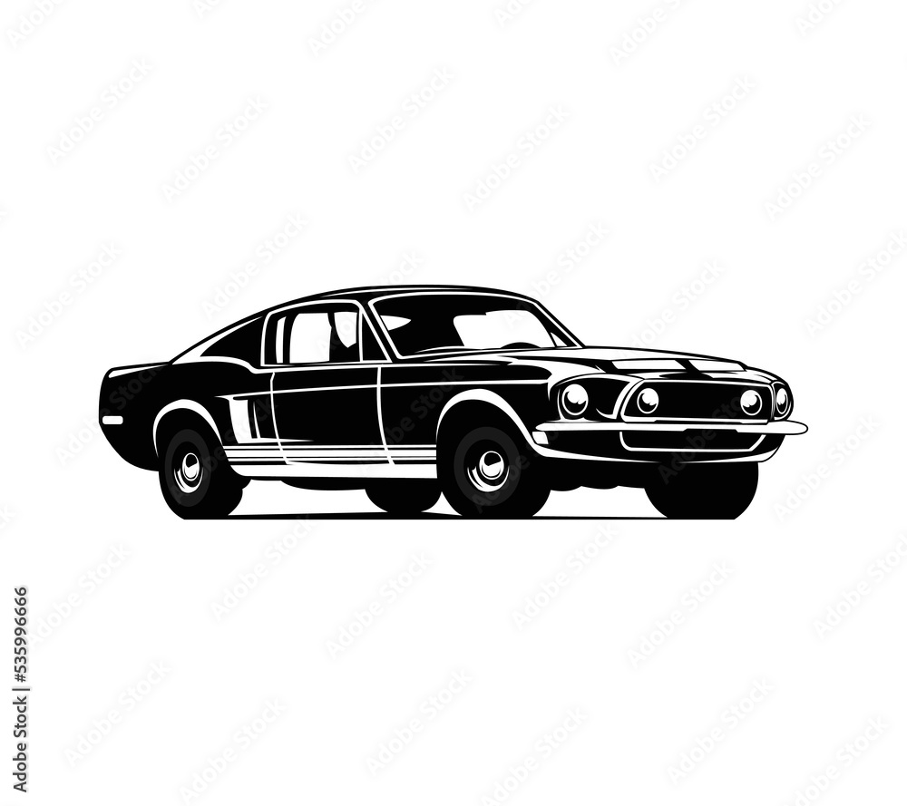 Muscle car logo, emblems and badges isolated on white background. Old ...