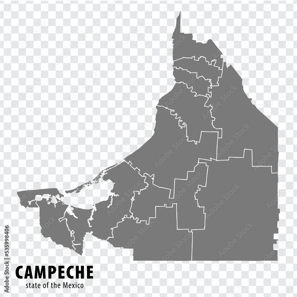Poster State Campeche of Mexico map on transparent background – Wall ...
