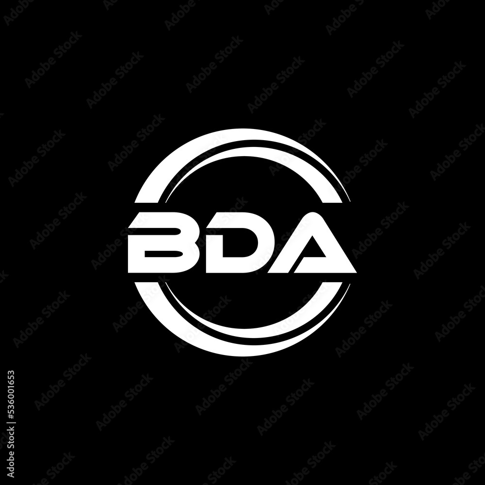 BDA letter logo design with black background in illustrator, vector ...