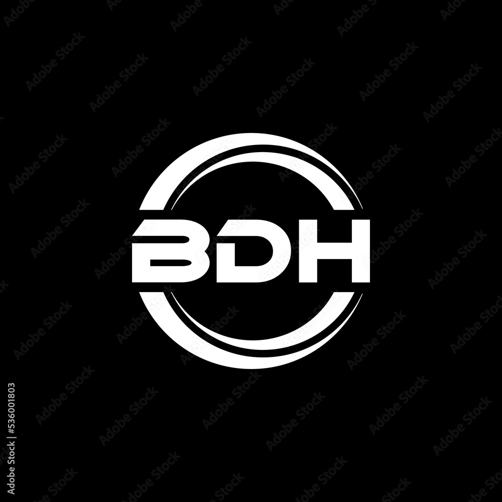 BDH letter logo design with black background in illustrator, vector ...