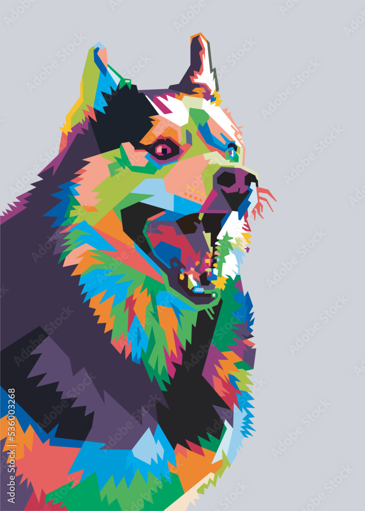 colorful dog head with cool isolated pop art style backround. WPAP style Stock-Vektorgrafik ...