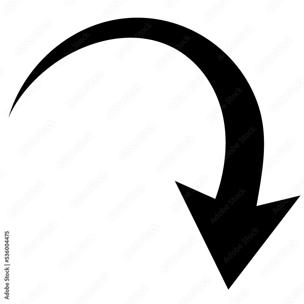 Sharp curved arrow icon. Black rounded arrow. Direction pointer ... Sharp curved arrow icon. Black rounded arrow. Direction pointer ...
