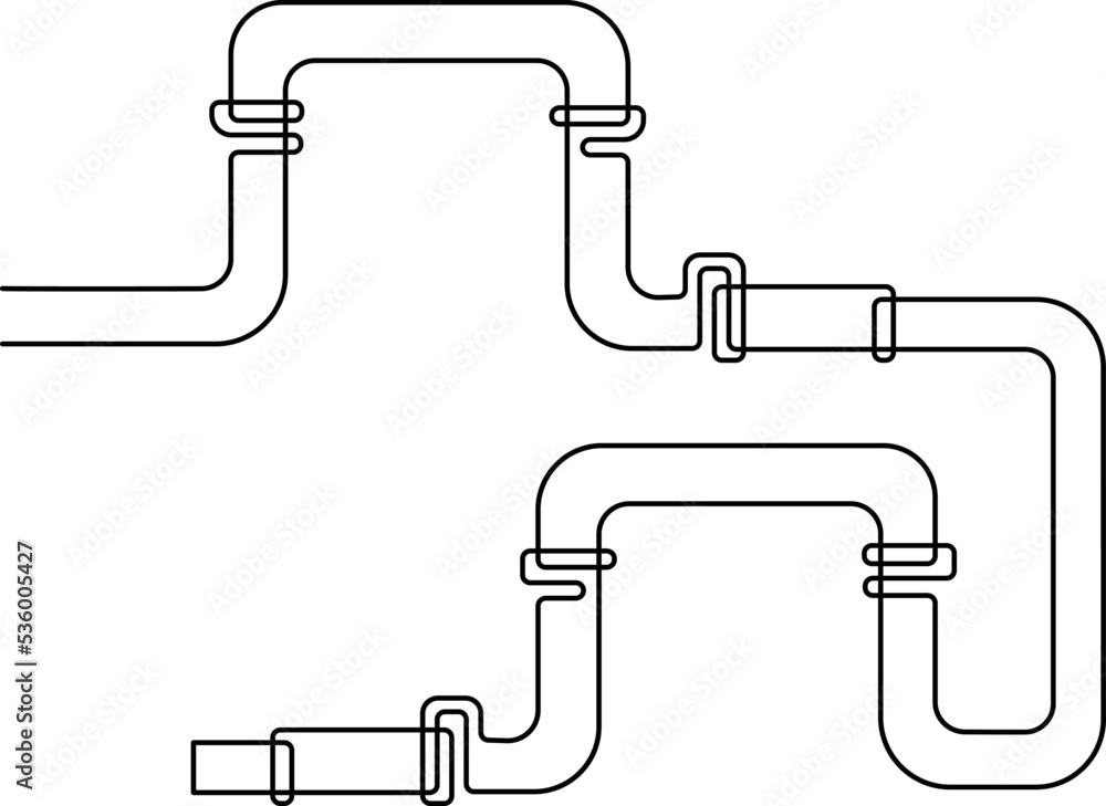 Large metal pipe. Gas pipeline or oil pipeline. Continuous line drawing ...