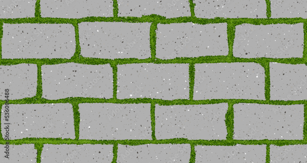 Seamless pattern of old pavement with moss and interlocking textured ...